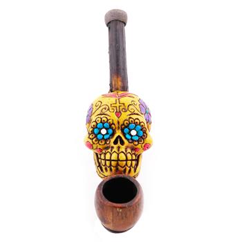 Gold Sugar Skull Hand Pipe Hand Pipes | GoSensi